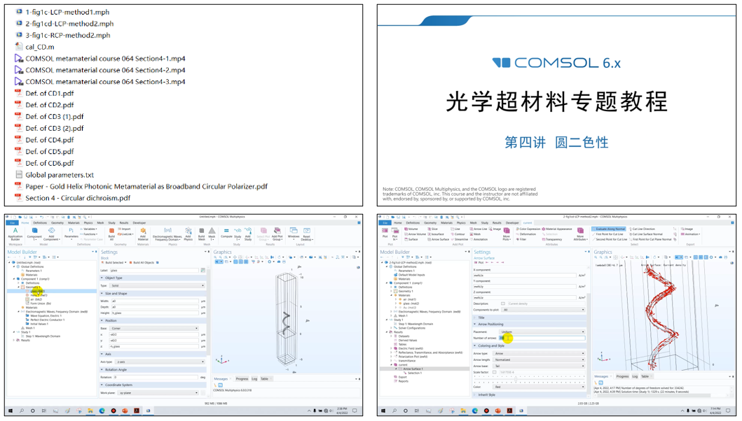 064 – COMSOL超材料专题教程④圆二色性（带讲解视频）-光学仿真资料小站